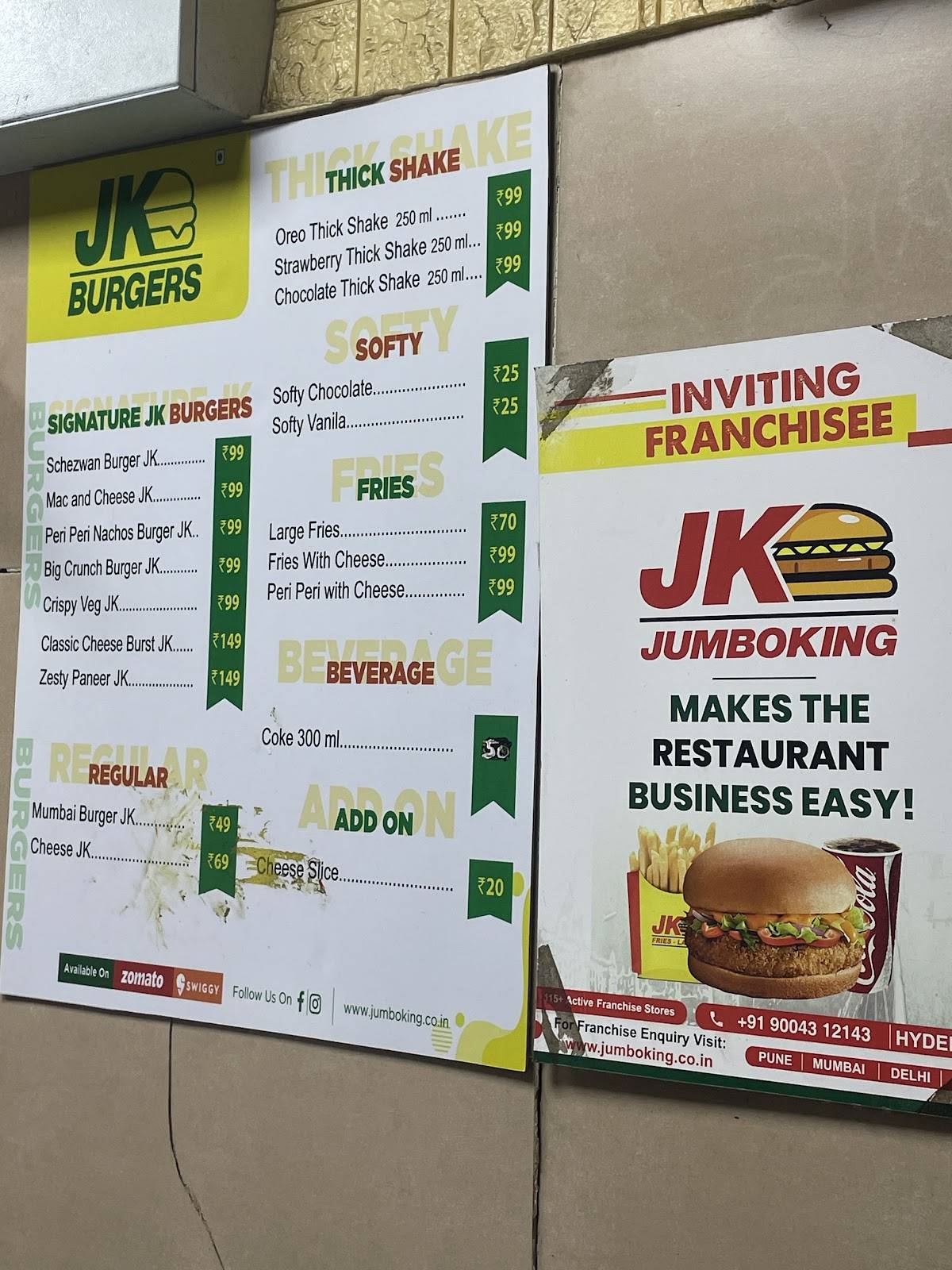 Menu at Jumbo King, Hyderabad, Metro Station Ameerpet