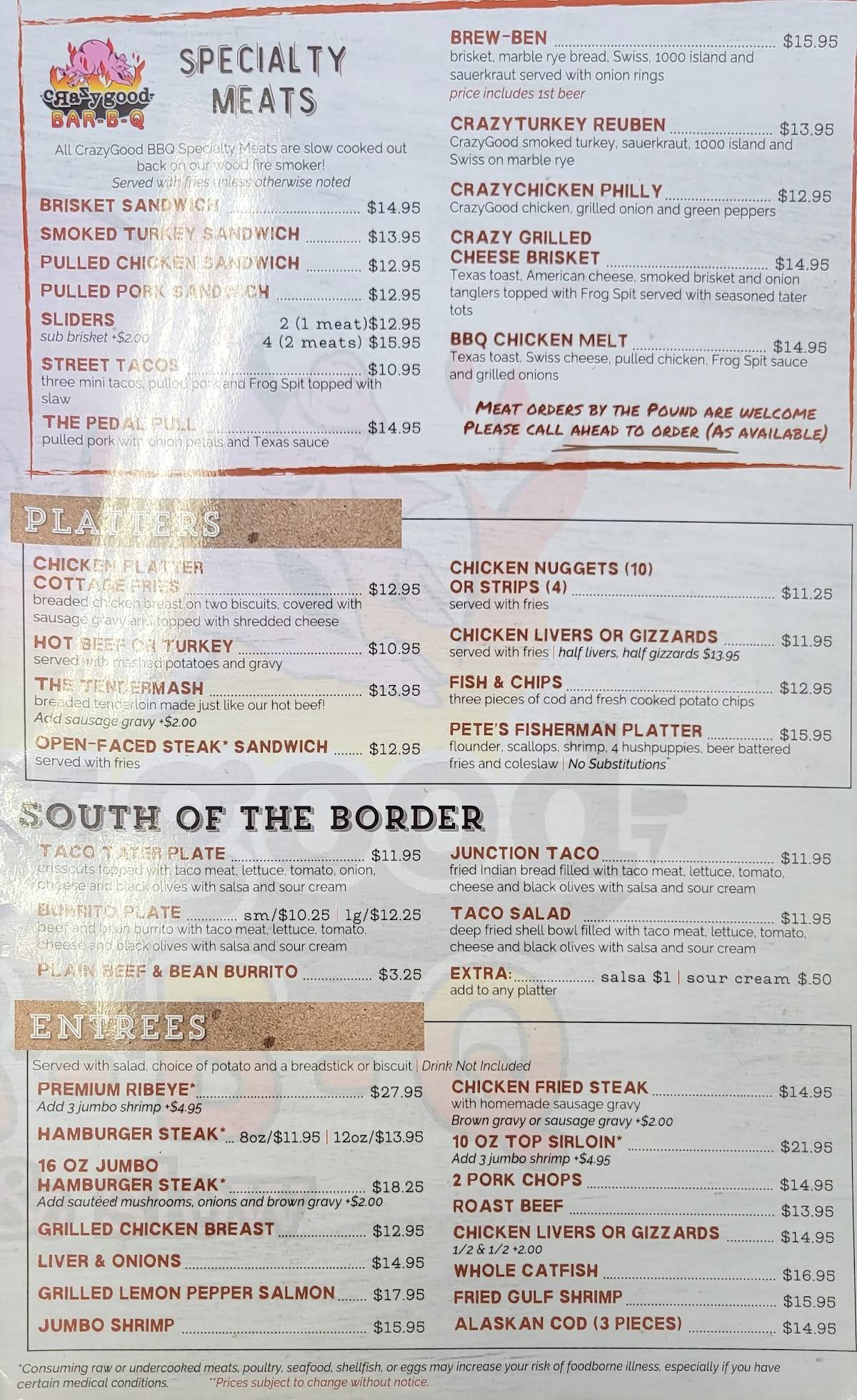 Menu at Junction Cafe, Bedford