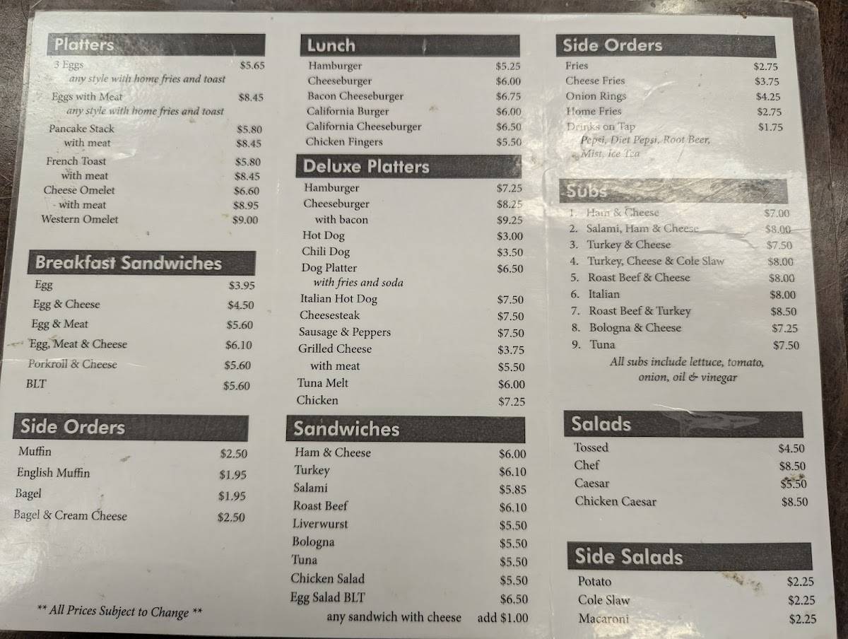 Menu at Junction Grill restaurant, Middlesex