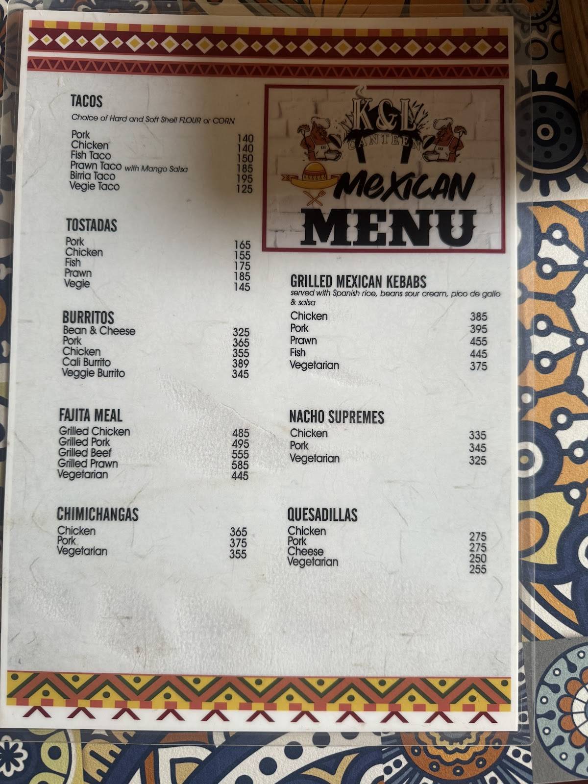Menu at LOS BANDITOS MEXICAN RESTAURANT, Panglao