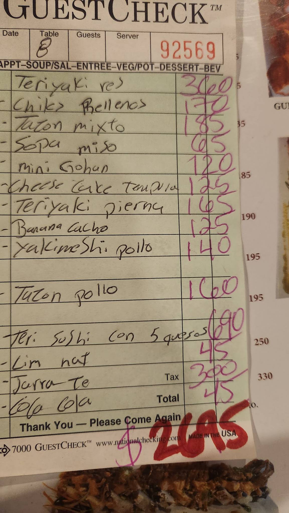 Carta del restaurante KASHO, Tijuana, Calzada del Tecnológico 14487-A1 Otay