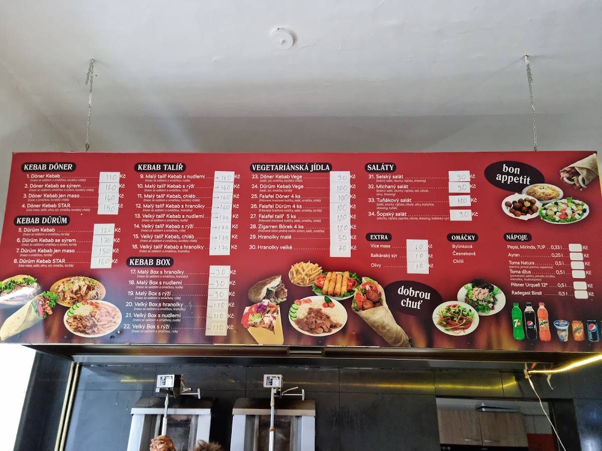 Menu at KEBAB BELLOŠ restaurant, Pohořelice