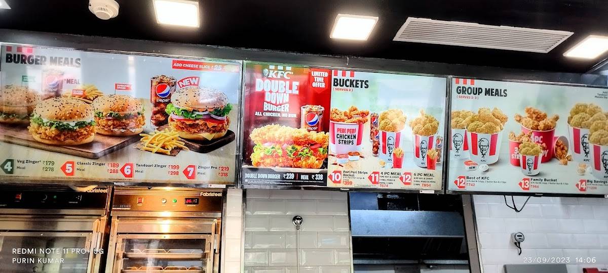 Menu at KFC, Kochi, SMGRRA-1