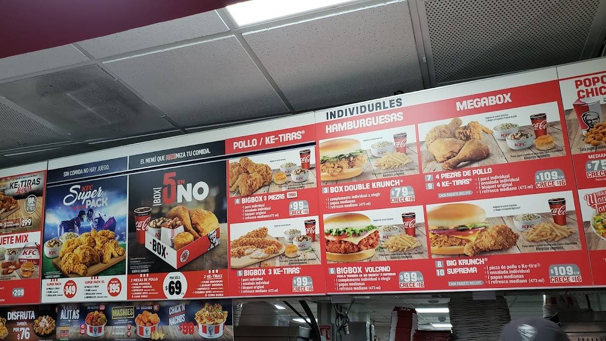 Carta de comida rápida KFC, Ciudad de México, Chapultepec 92
