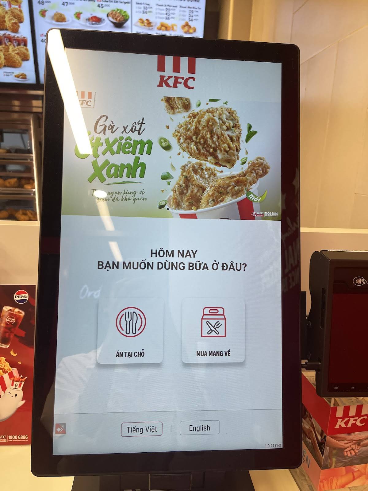 Menu at KFC Tân Hoà Đông restaurant, Ho Chi Minh City