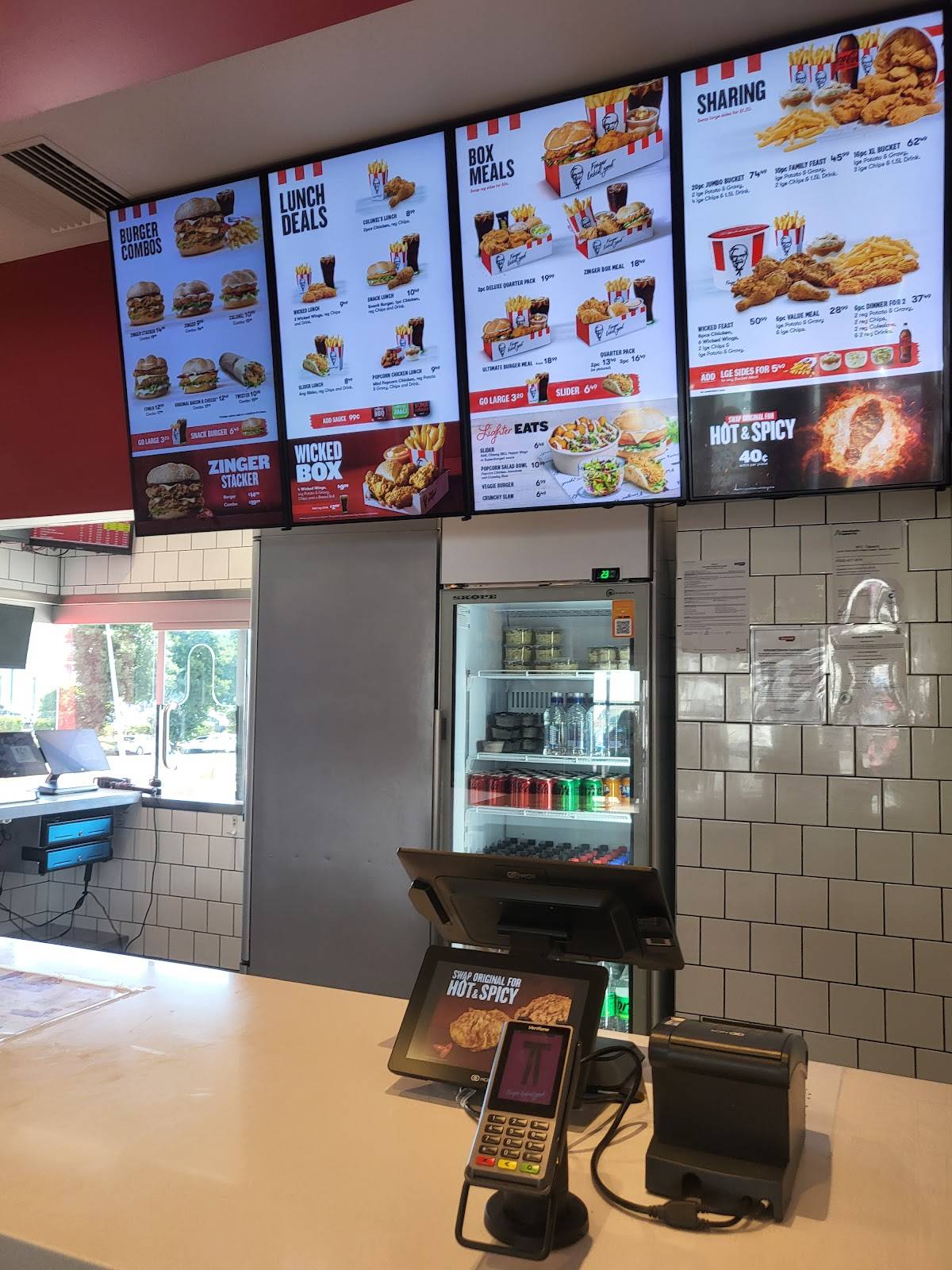 Menu at KFC restaurant, Auckland