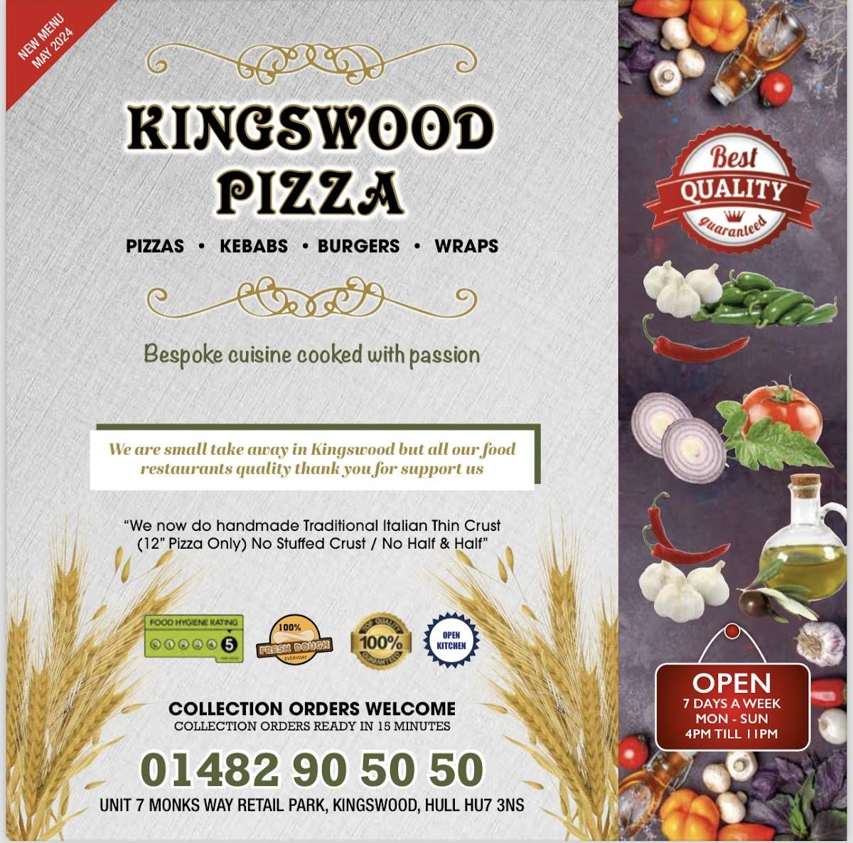 Menu at KINGSWOOD PIZZA pizzeria, Hull