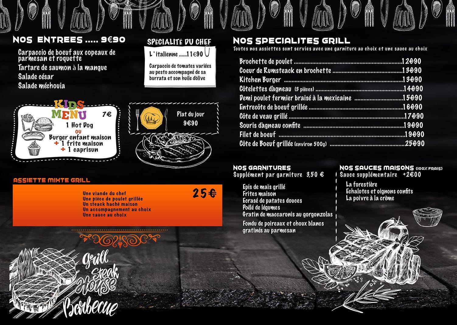 Menu au KITCHEN GRILL restaurant, Saint-Priest