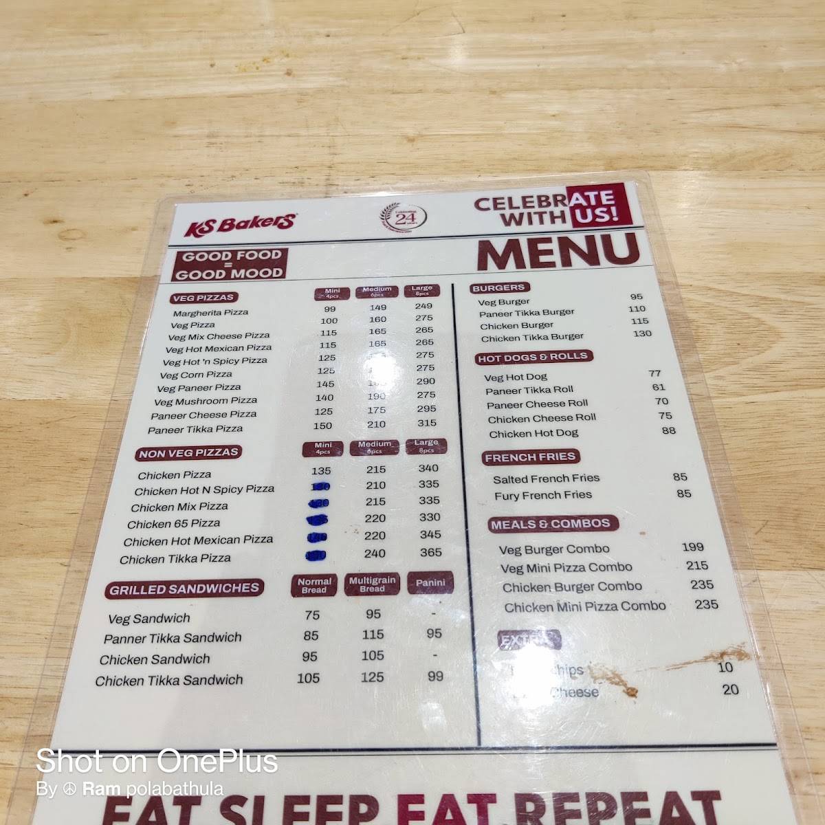 Menu at KS Bakers, Hyderabad, Kondapur Main Road