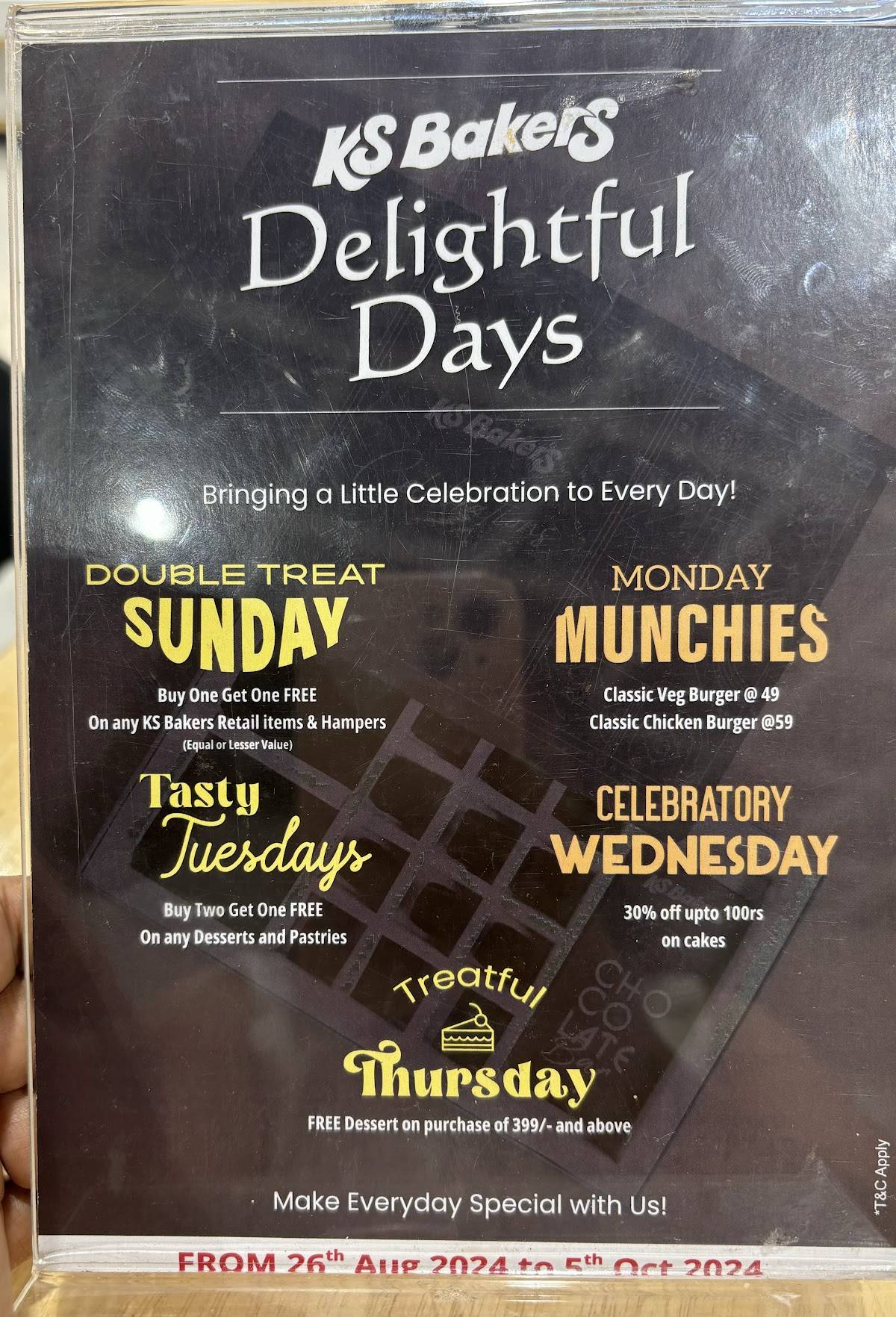 Menu at KS Bakers, Hyderabad, Kondapur Main Road