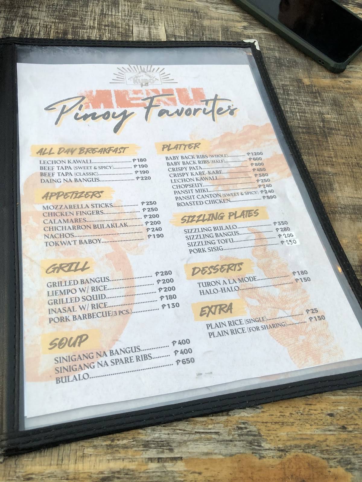 Menu at KUBO Grill restaurant, Antipolo