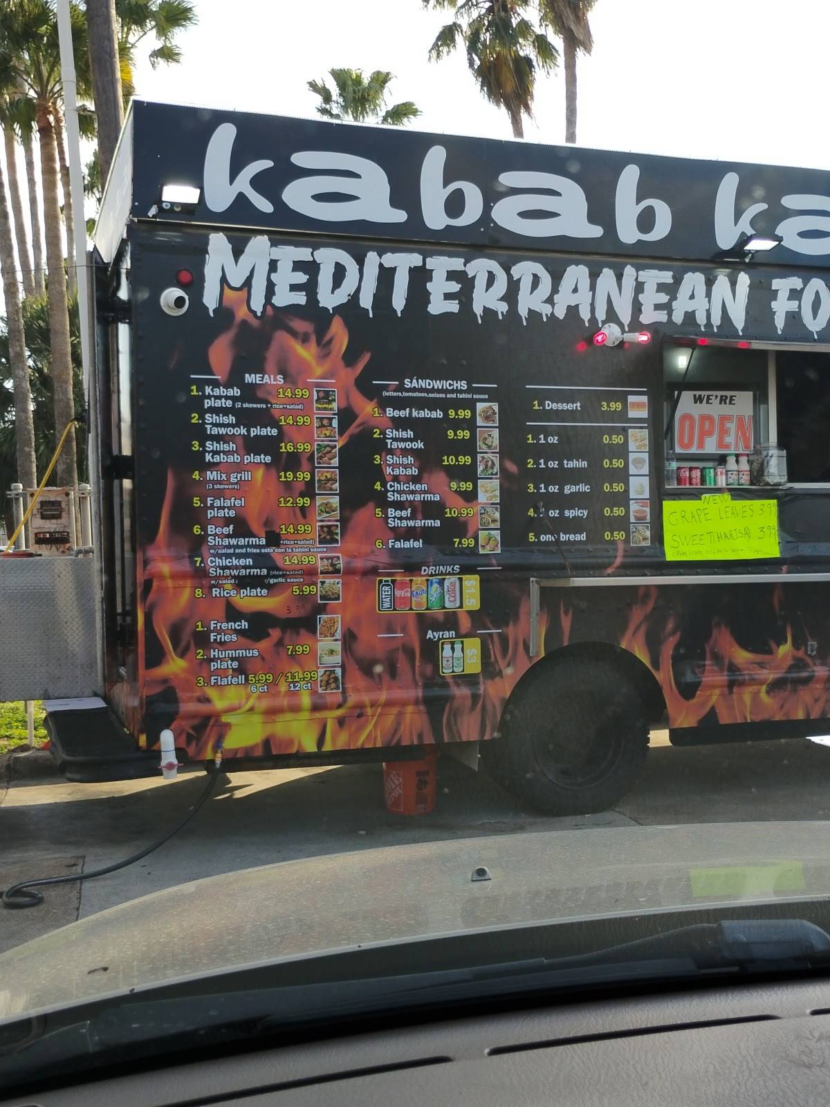 Menu at Kabab karavan Mediterranean food truck restaurant, Brownsville