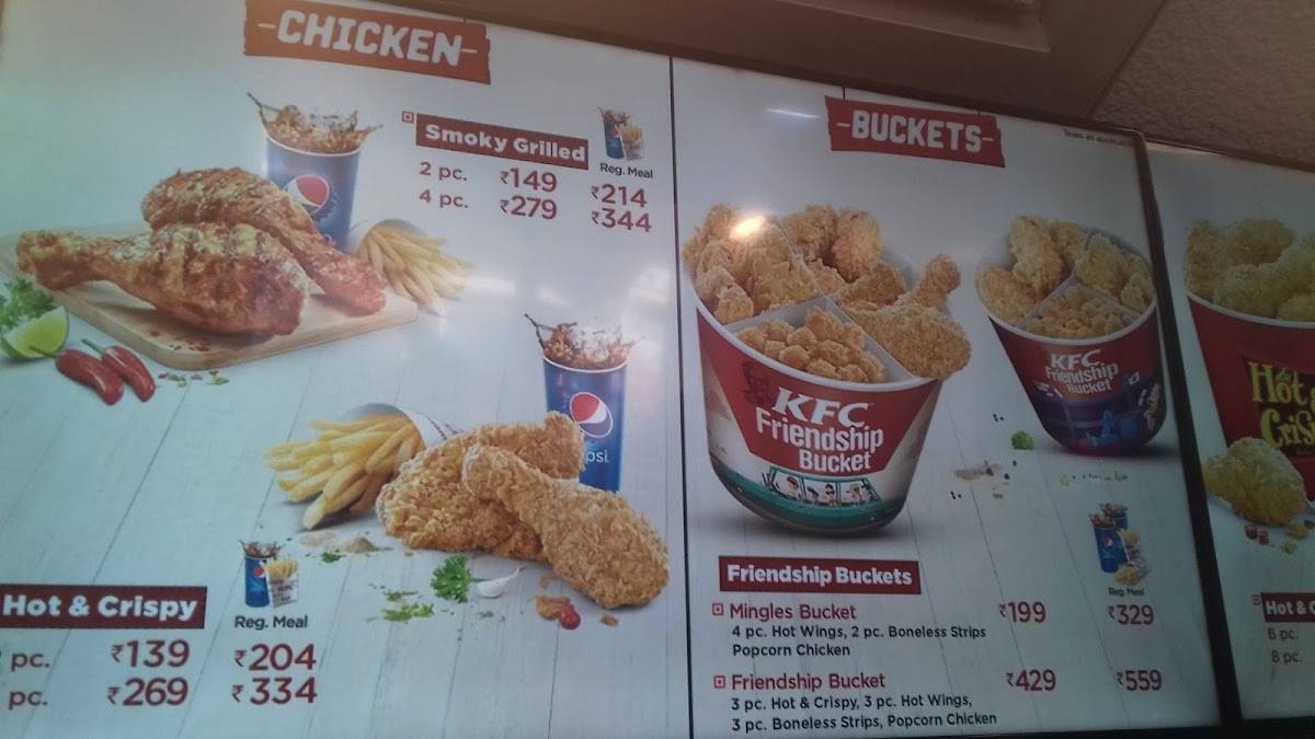 Menu at KFC, Kadapa