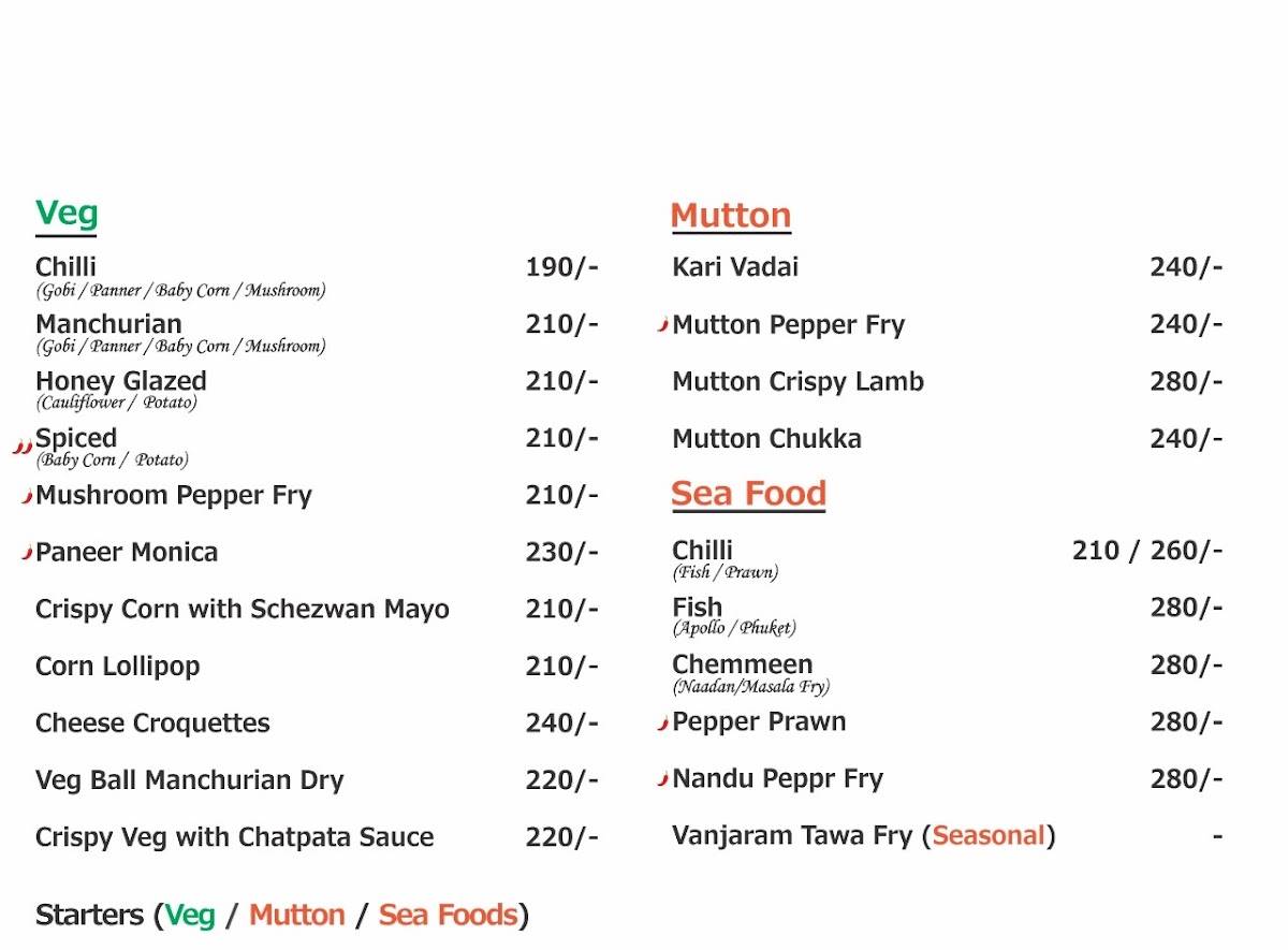 Menu at Kadhambam Multi-cuisine Restaurant, Coimbatore