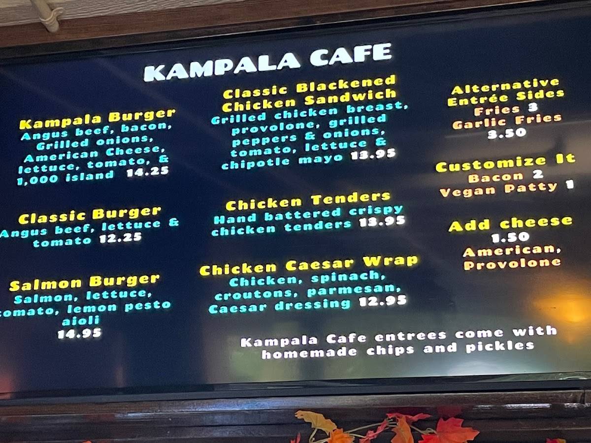 Menu at Kampala Café cafe, Sacramento
