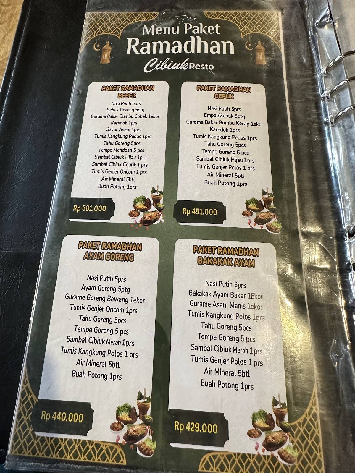 Menu at Rumah Makan Cibiuk restaurant, Karawang