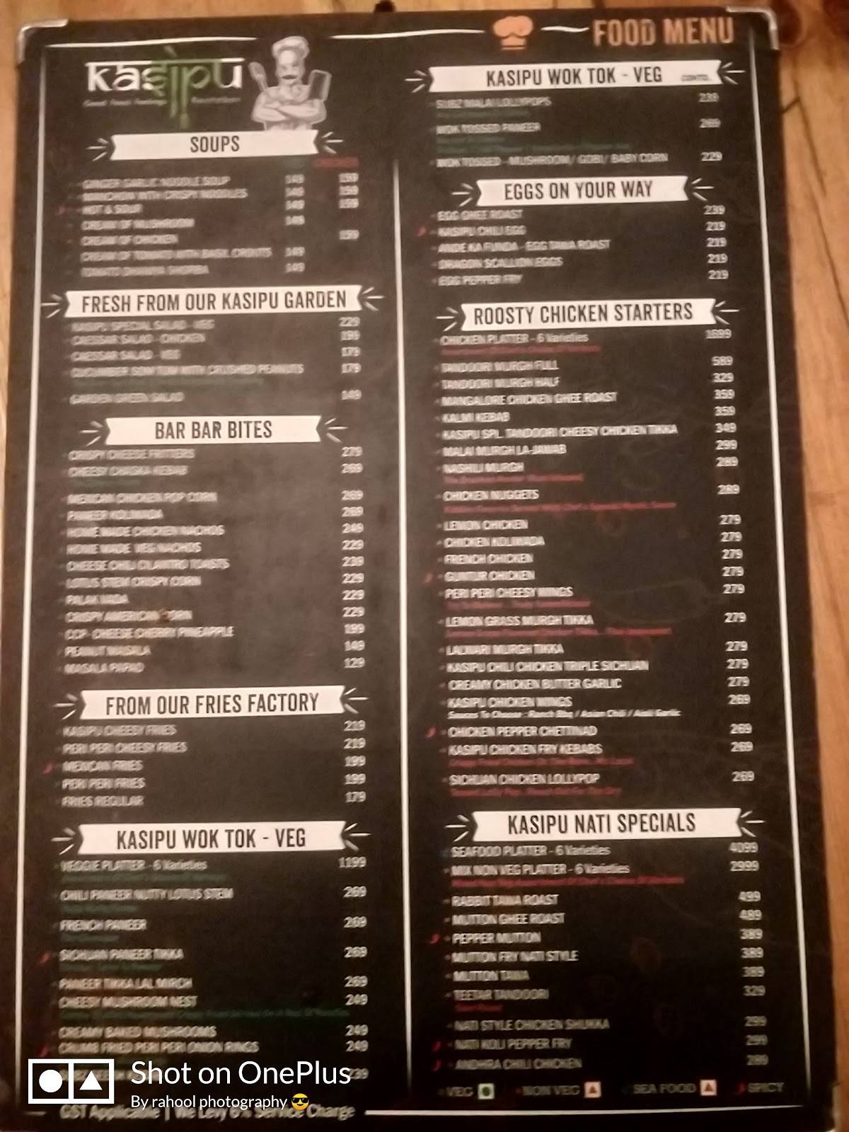 Menu at Kasipu Resto-Bar, Bengaluru, #35/9