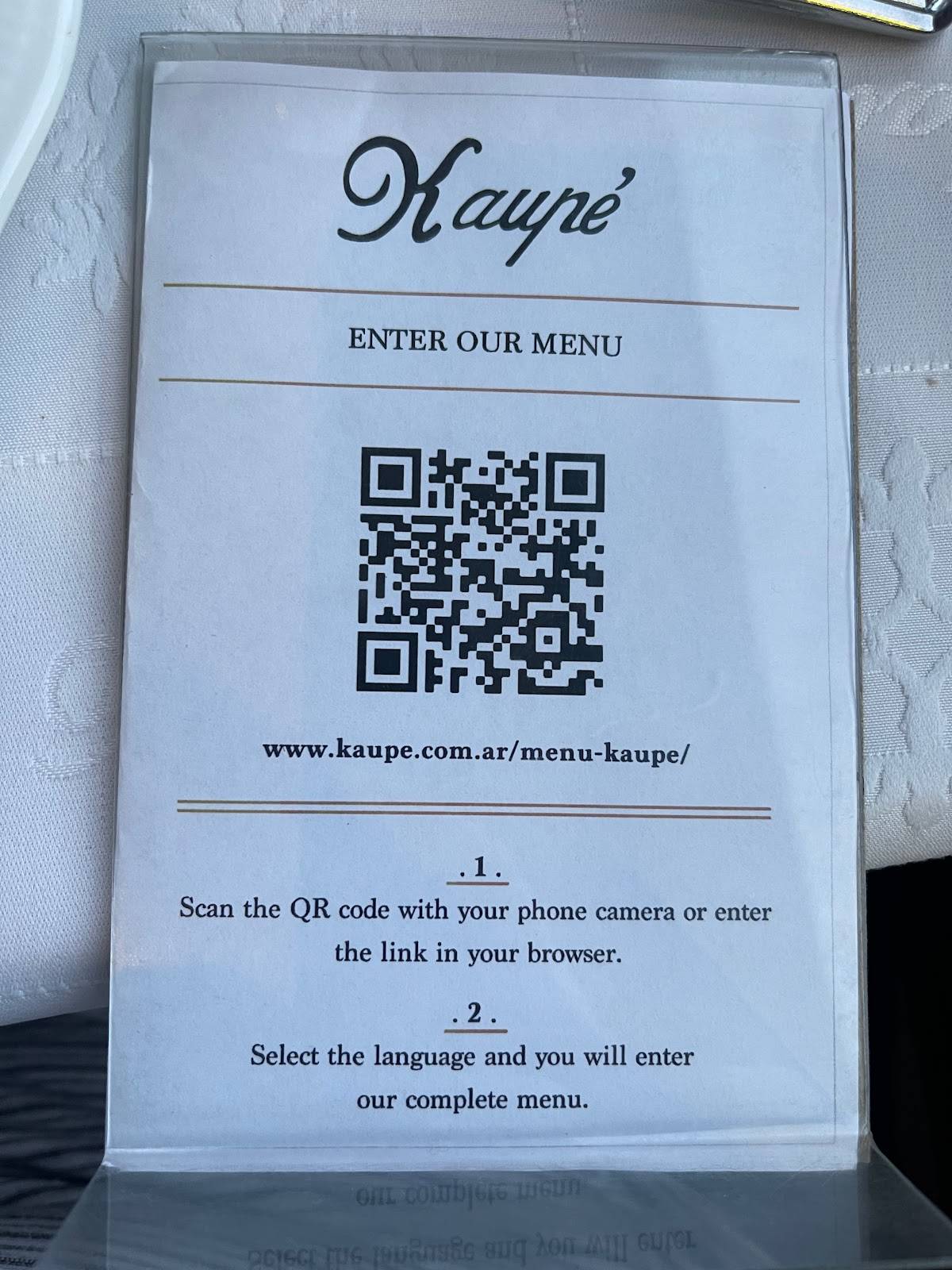 Menu at Kaupé Restaurant, Ushuaia