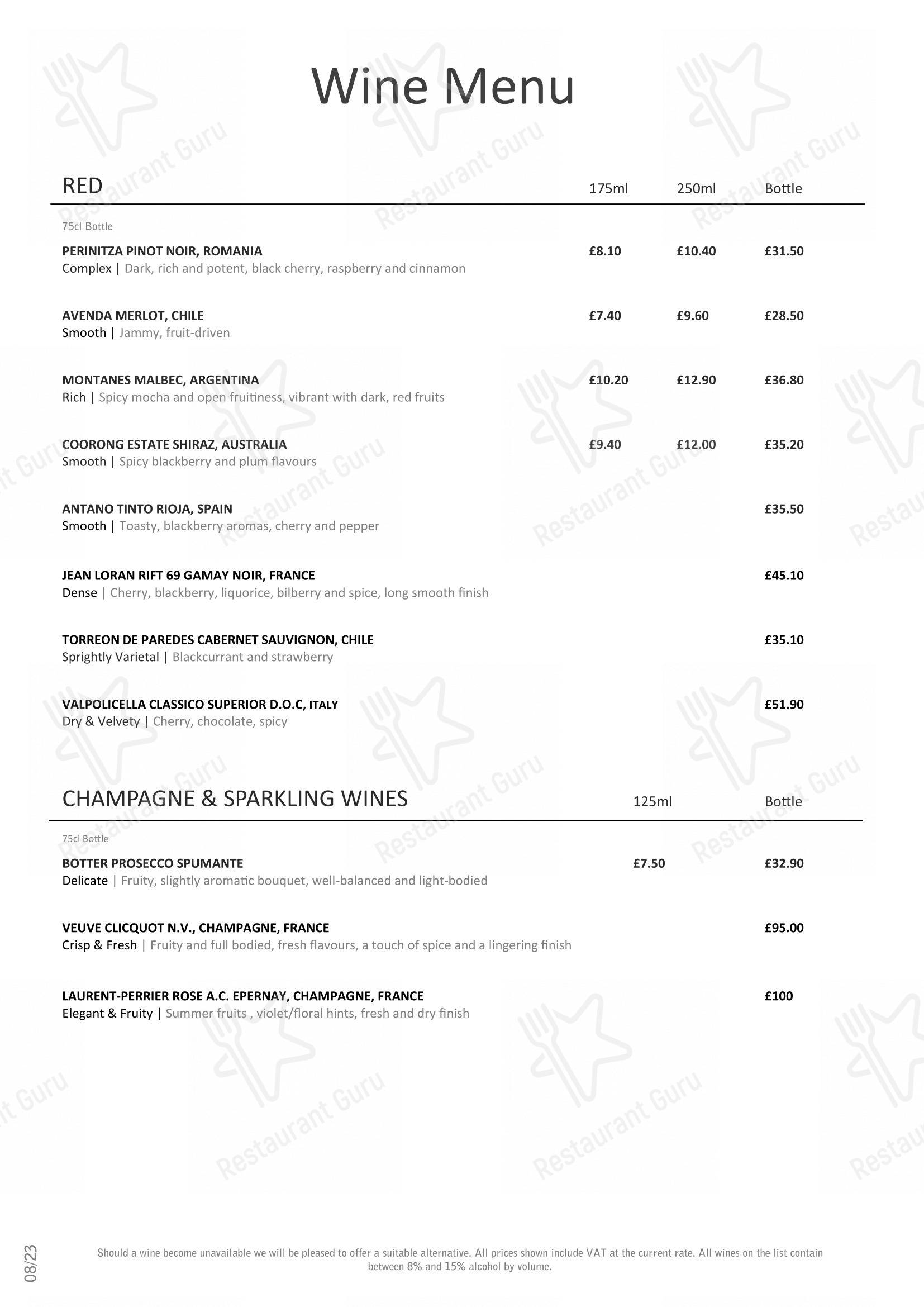 Menu at Keiller Lounge restaurant, Ballater
