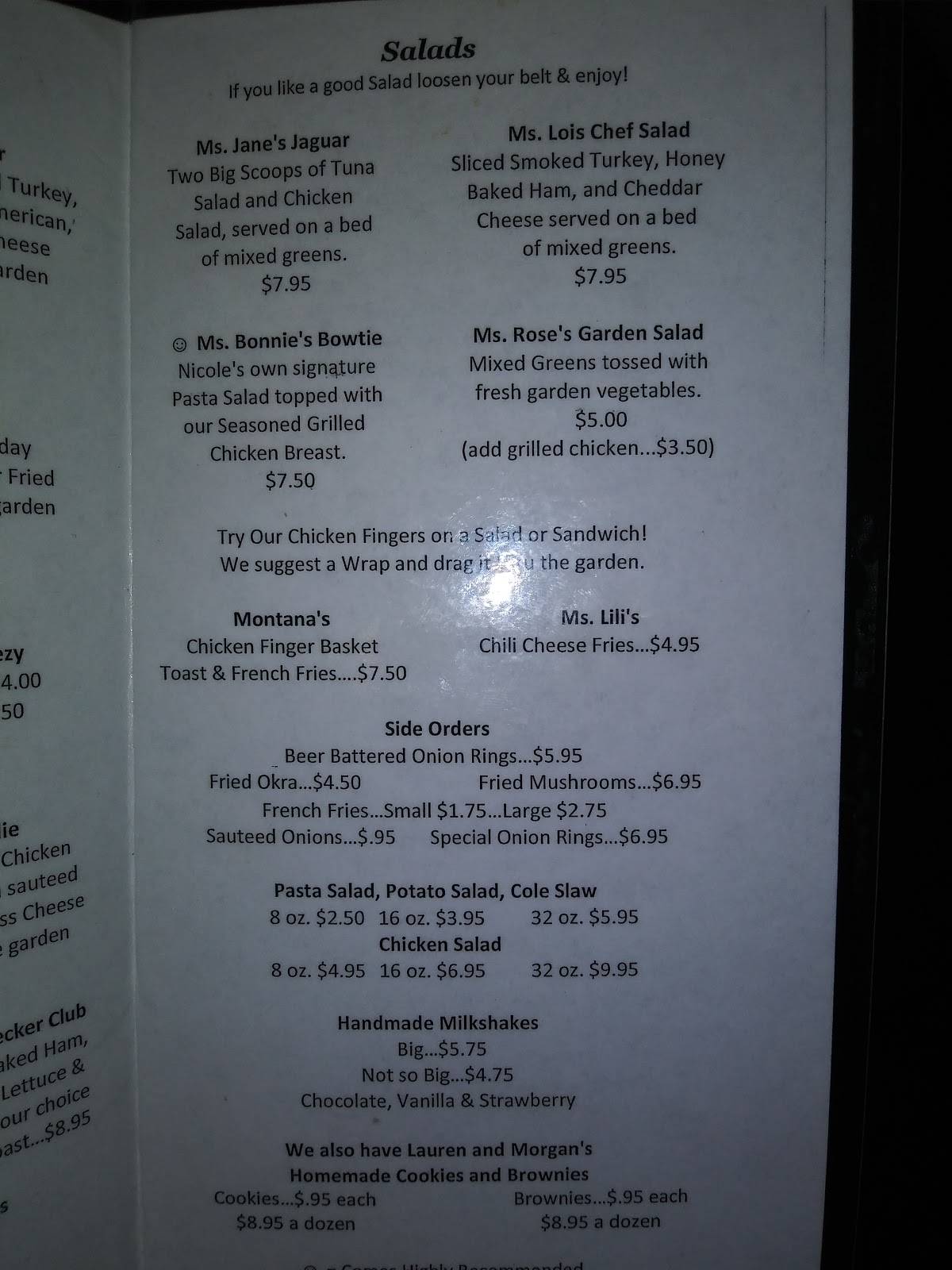 Menu at Kelly's Country kitchen restaurant, Middleburg