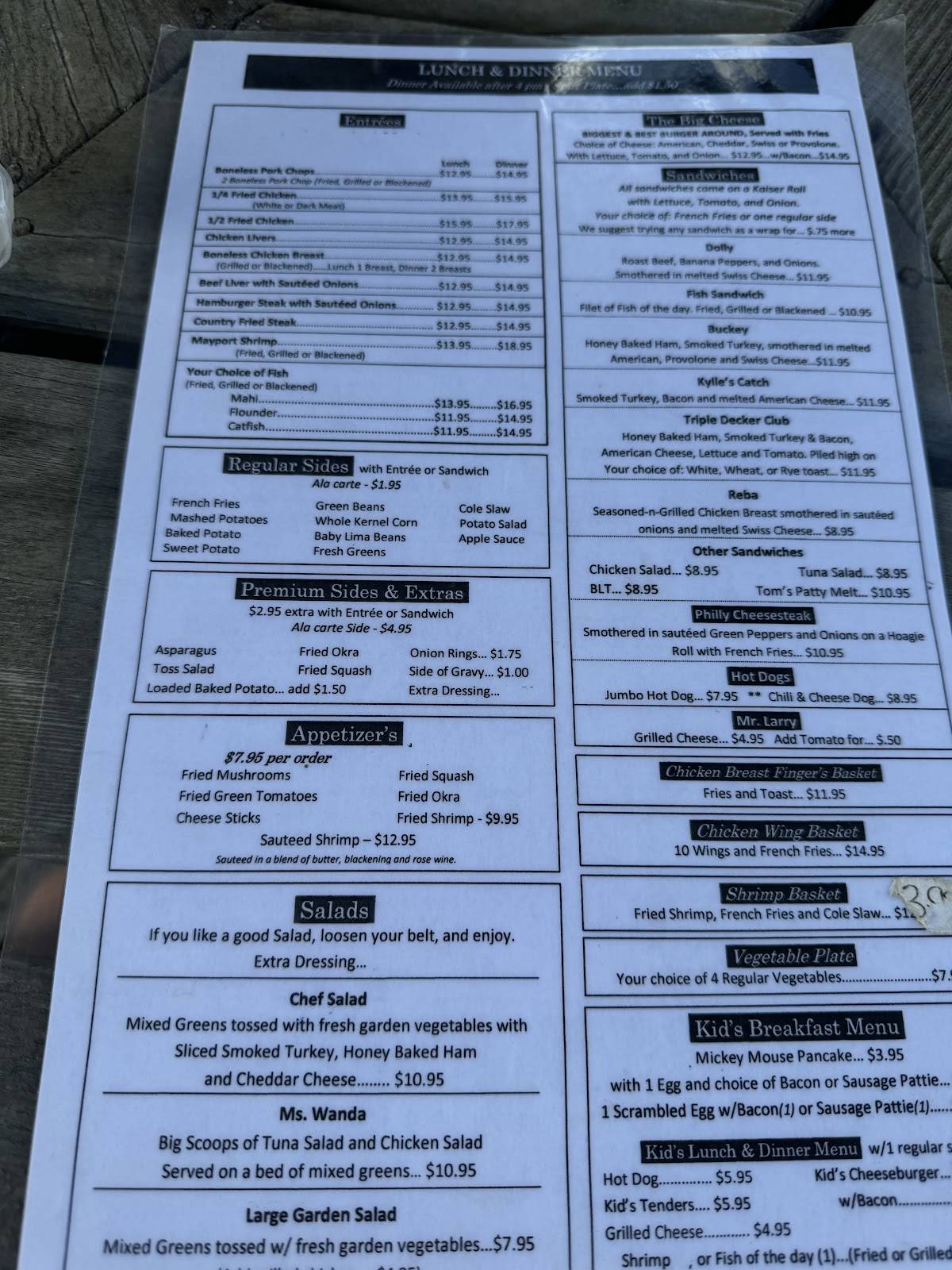 Menu at Kelly's Country kitchen steakhouse, Middleburg