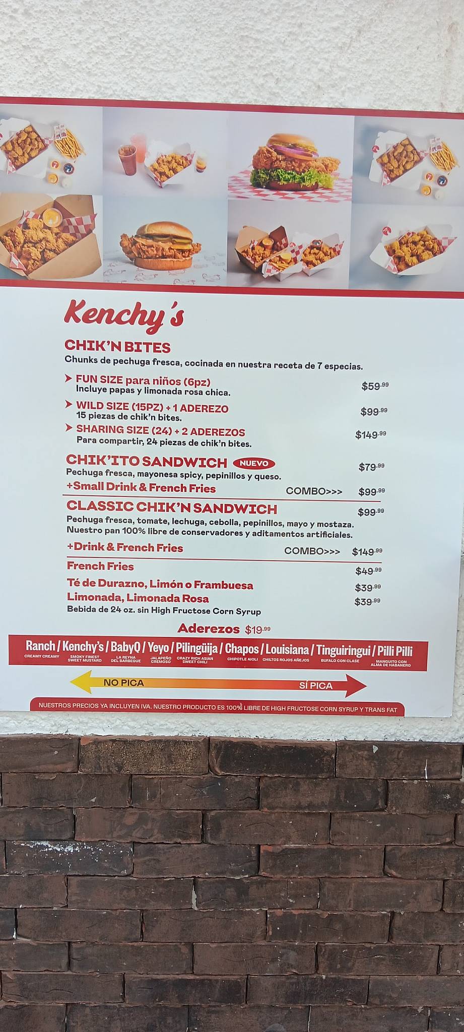 Menu at Kenchy's restaurant, Ciudad Juarez