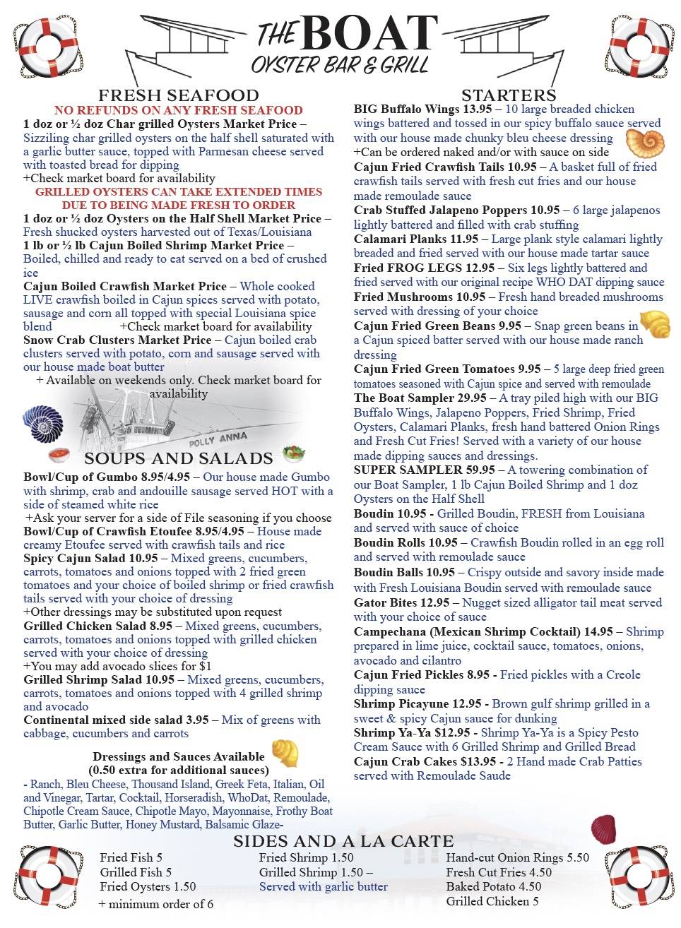 Menu at The Boat pub & bar, Kerrville, Junction Hwy