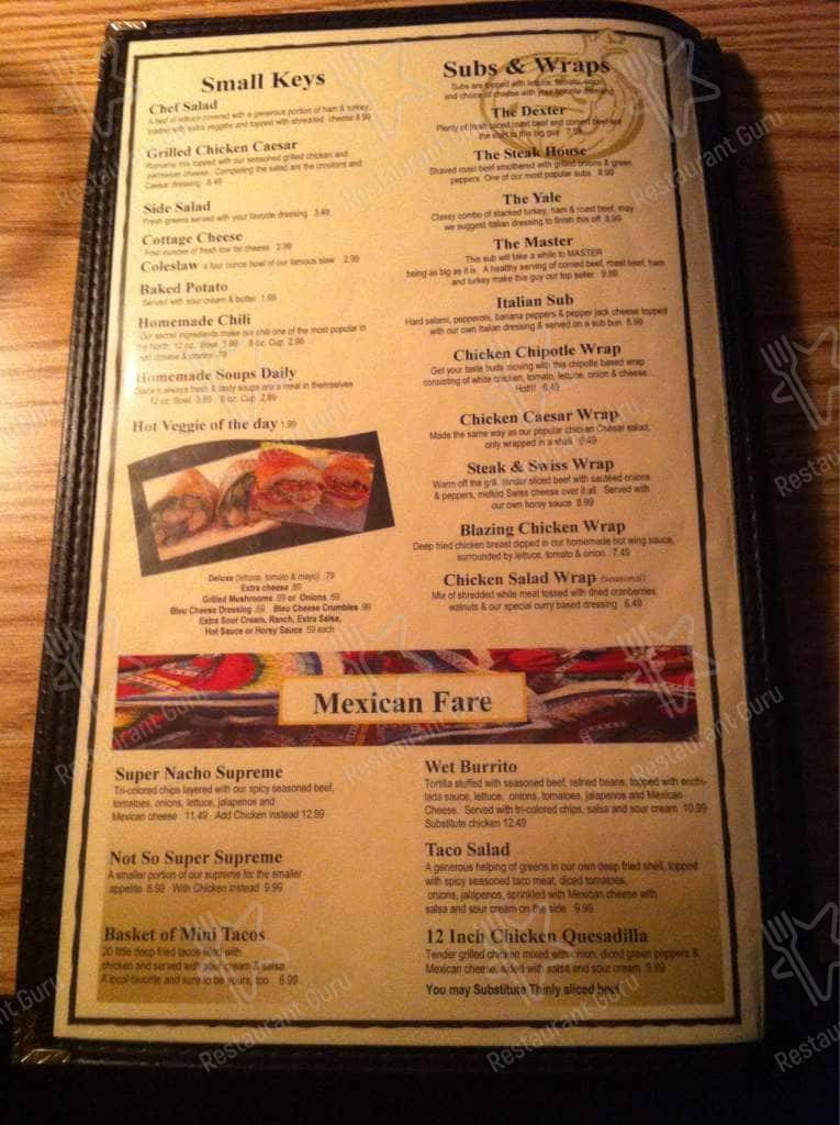 Menu at Keyhole Bar & Grill, Mackinaw City