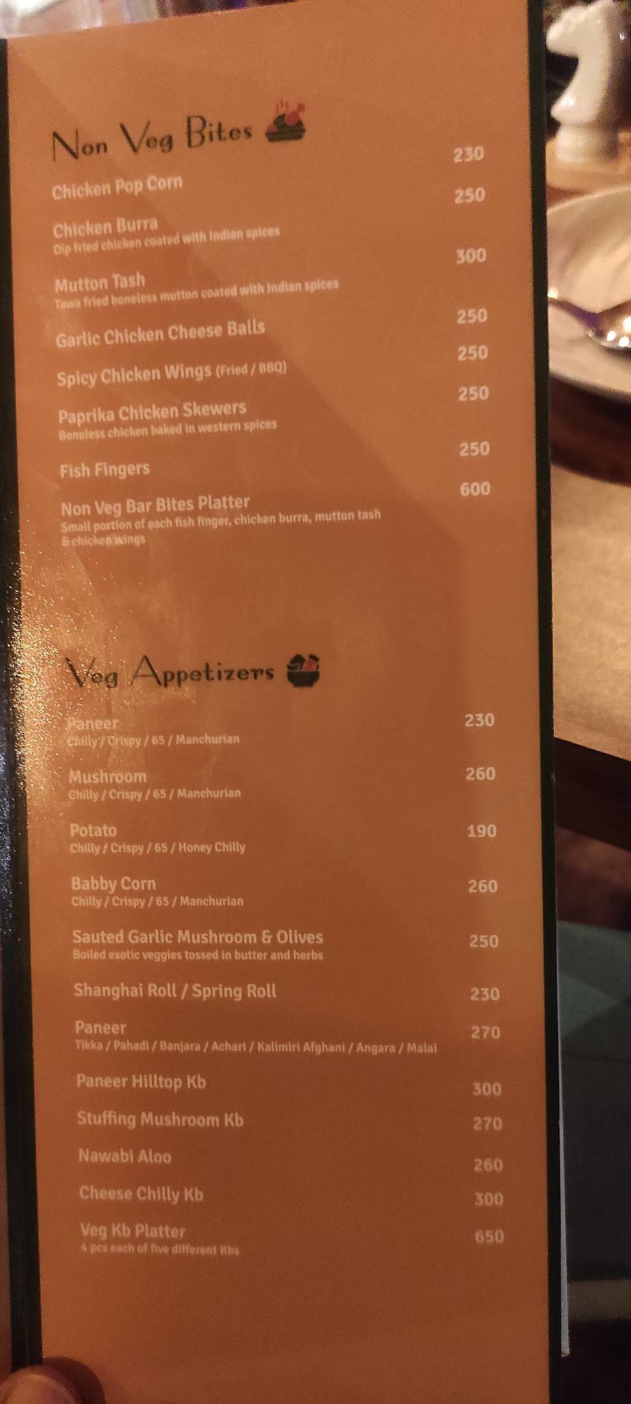 Menu at Keyfini Celebration Park, Nashik