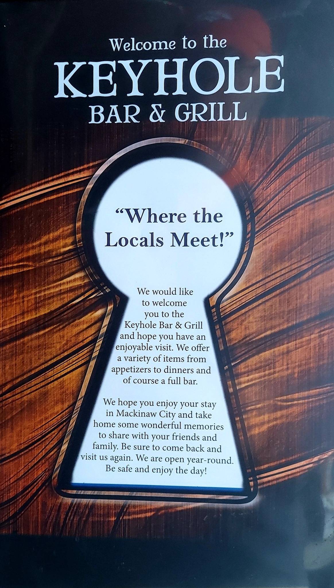 Menu at Keyhole Bar & Grill, Mackinaw City