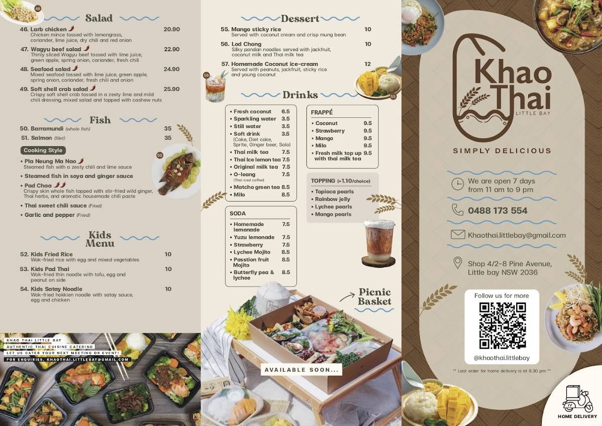 Menu at Khao Thai Little Bay restaurant, Little Bay