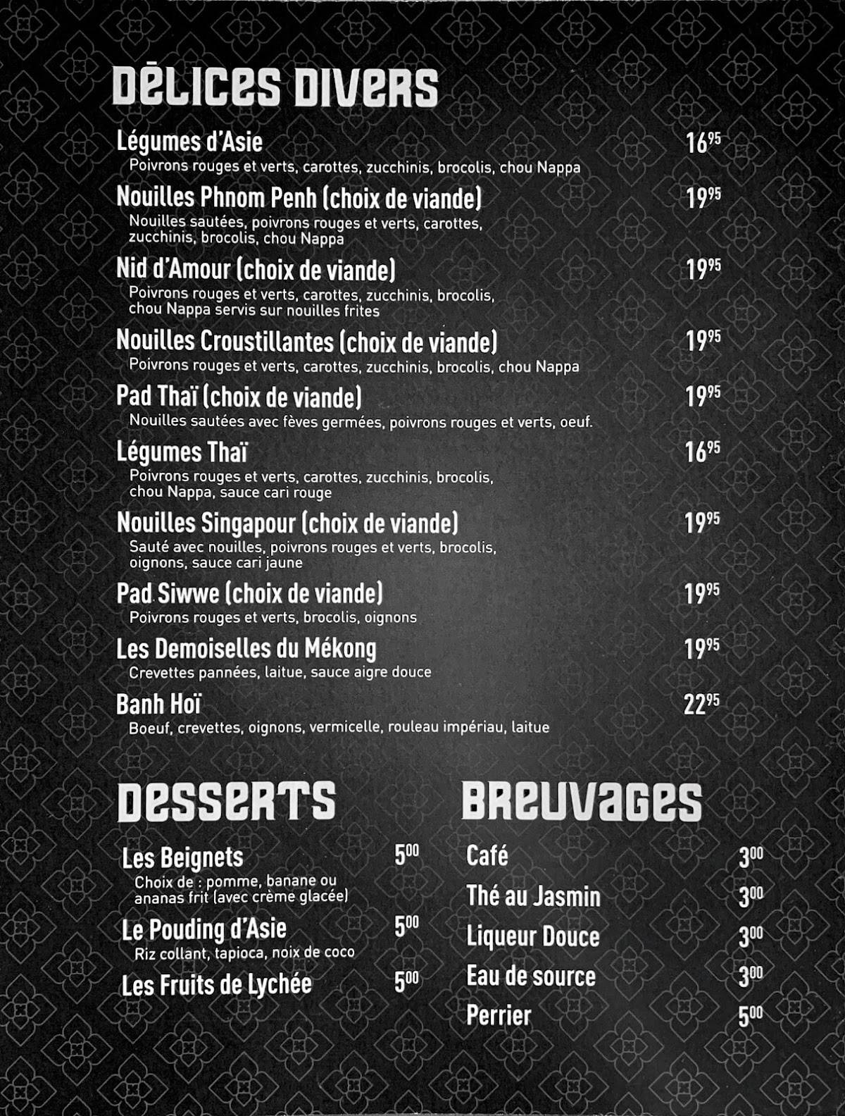 Menu au Khmer Angkor Express restaurant, Sainte-Julie