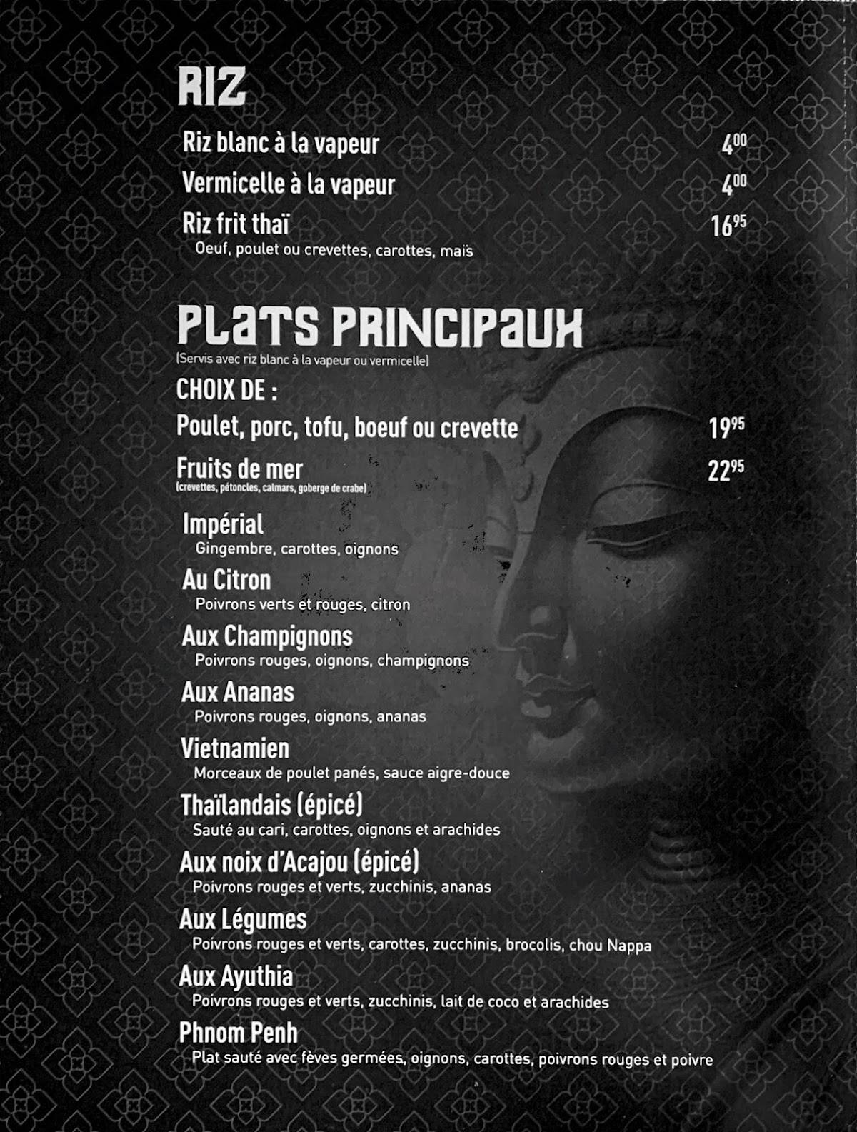Menu au Khmer Angkor Express restaurant, Sainte-Julie