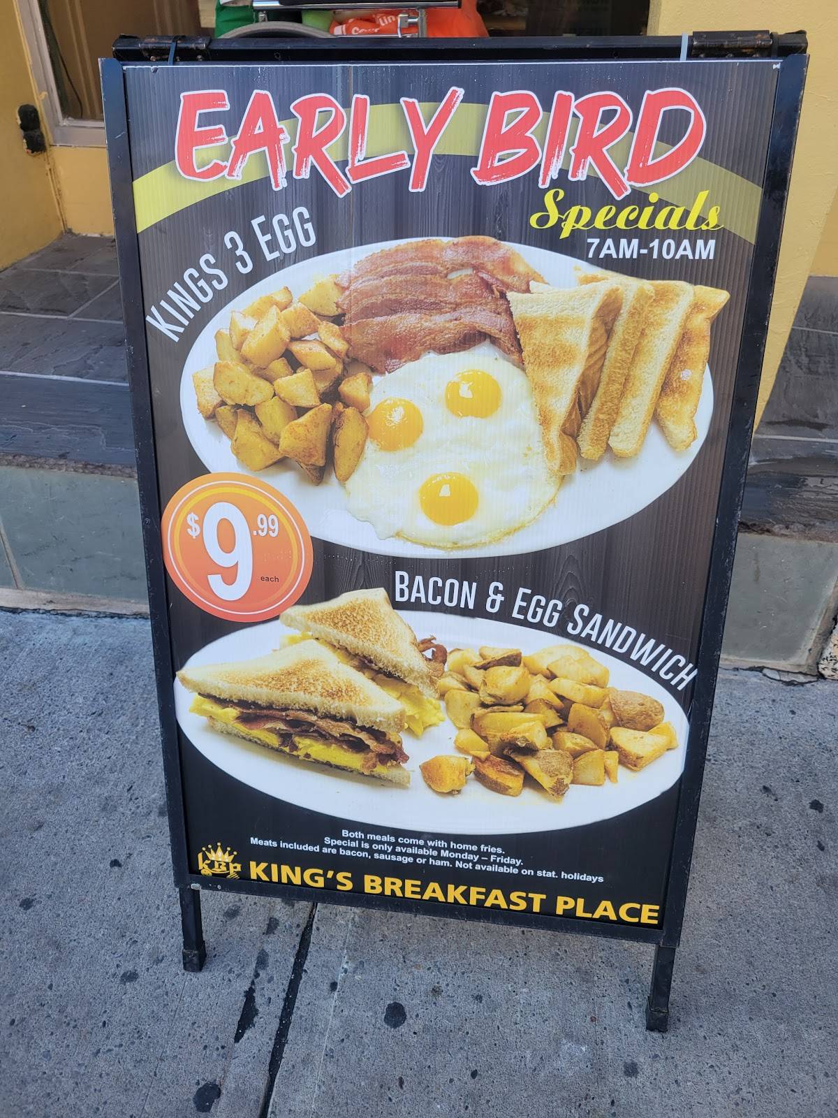 Menu at King's Breakfast Place restaurant, Oshawa