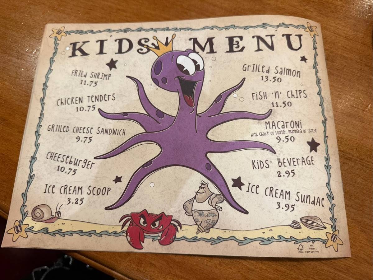 Menu at King's Fish House restaurant, Corona, Tuscany St