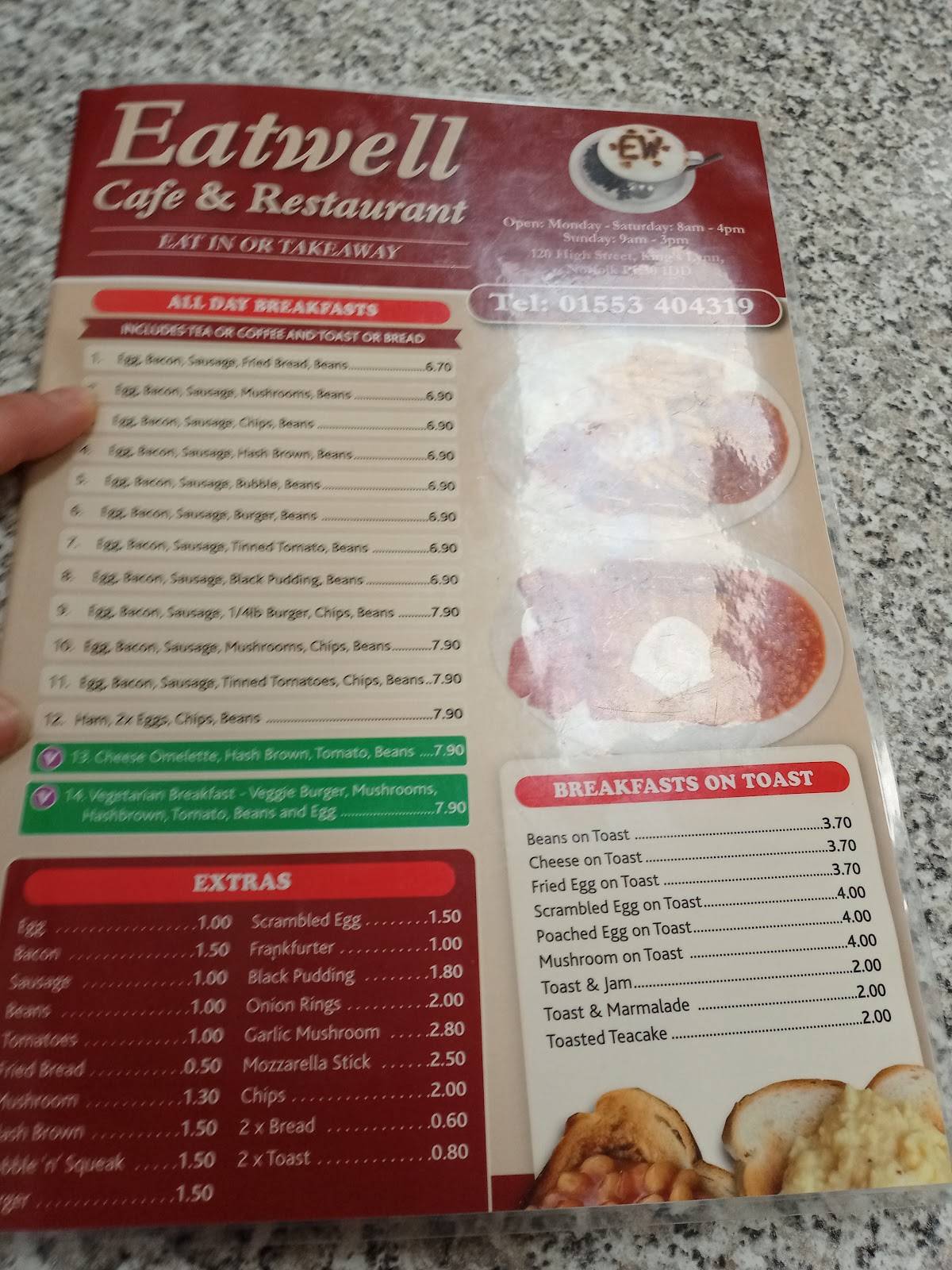 Menu at Eatwell Cafe, King's Lynn