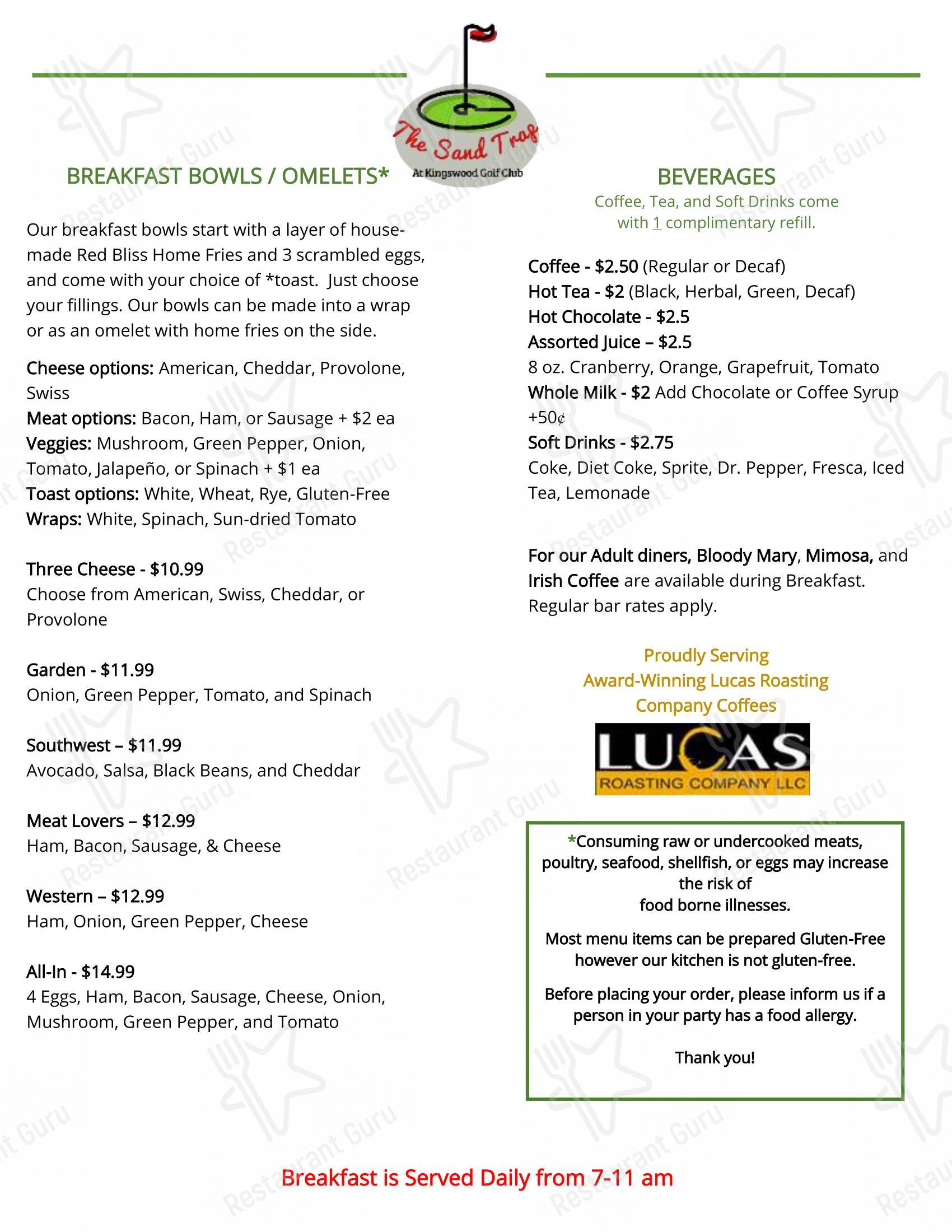 Menu at Kingswood Golf Club, Wolfeboro