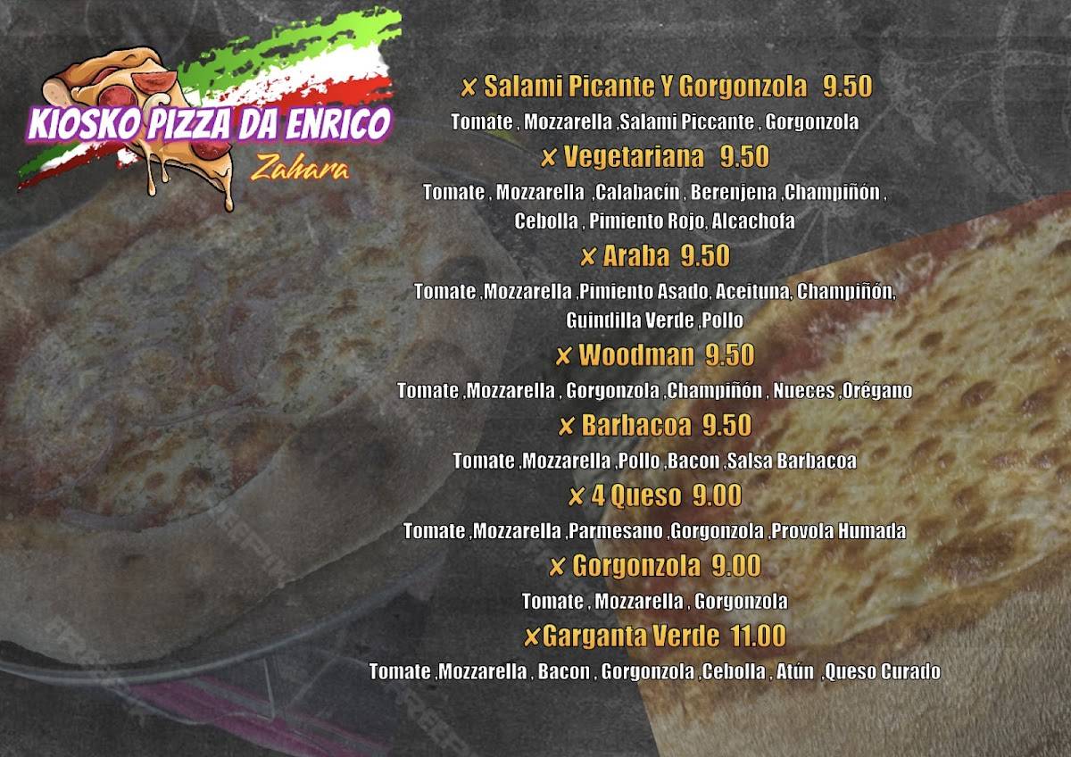 Carta de pizzería Kiosko Pizza Da Enrico, Zahara