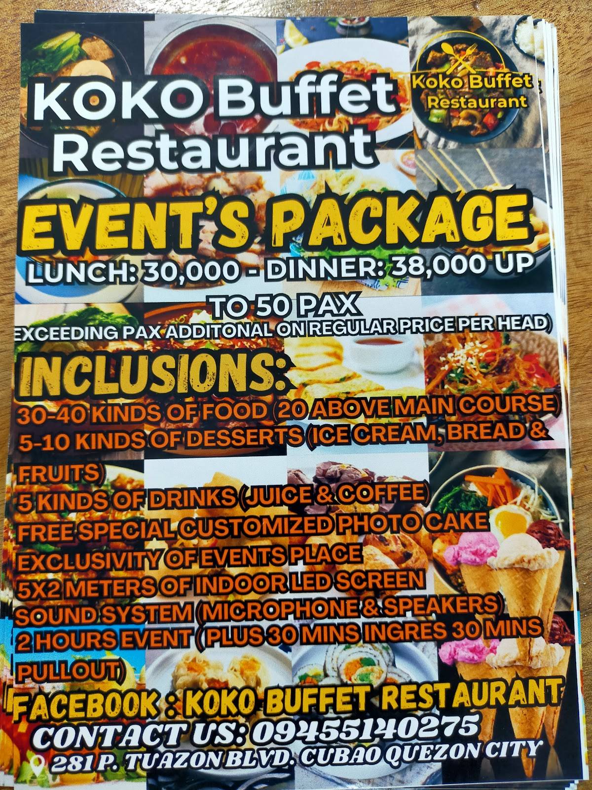 Menu at Koko Buffet Restaurant, Quezon City