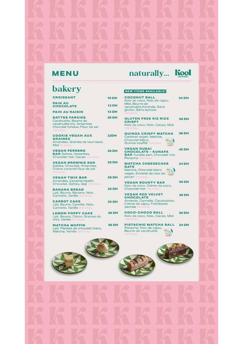 Menu at Kool Smoothie Oasis, Casablanca