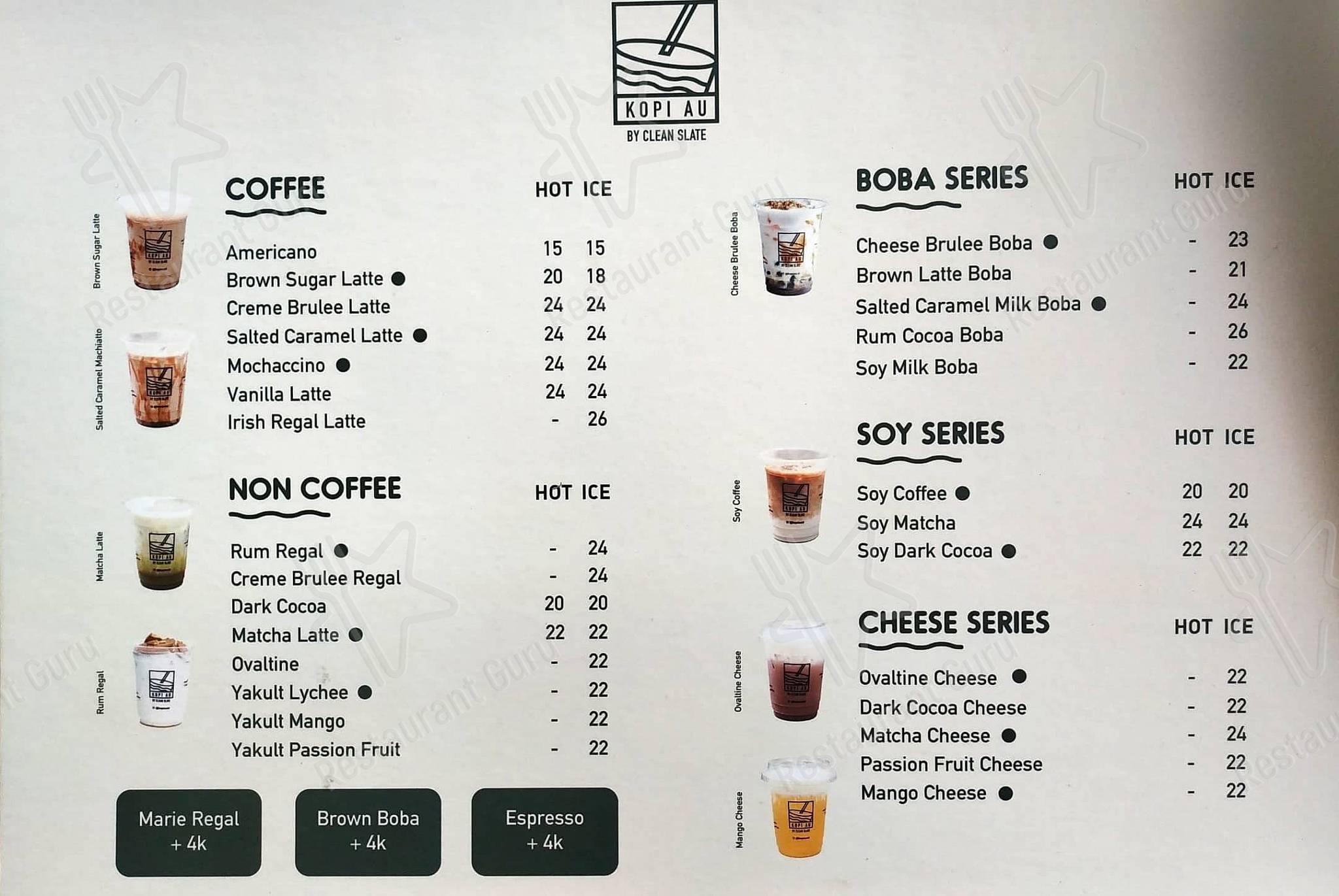 Menu at Kopi Au Kelapa Gading, North Jakarta