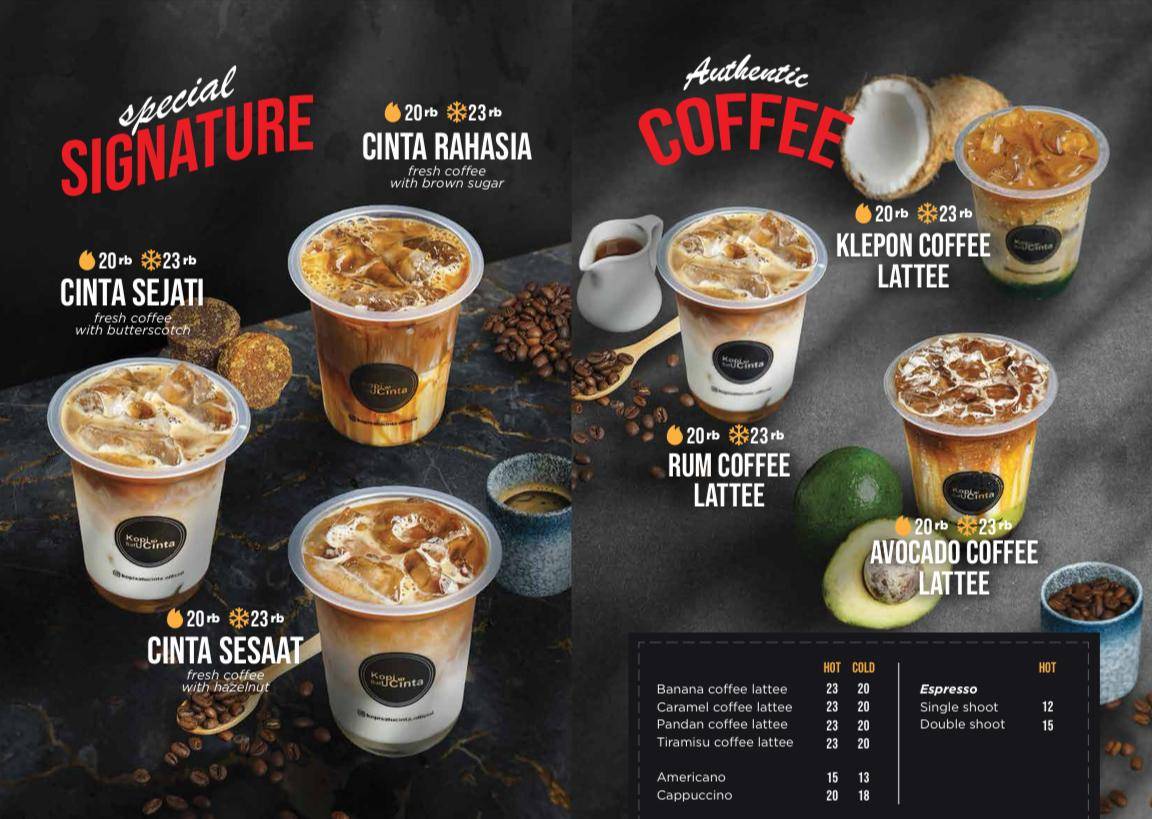 Menu at Kopi Satu Cinta - Jakarta restaurant, Central Jakarta