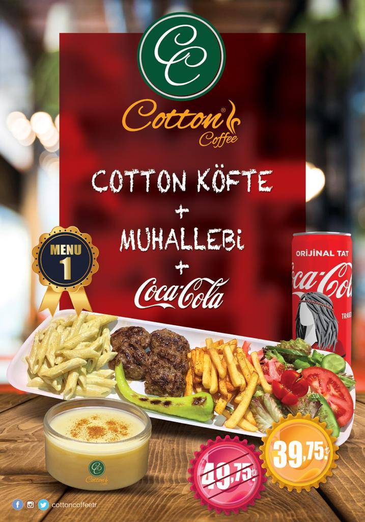 Menu at cotton coffee, Körfez, Anatolian Highway