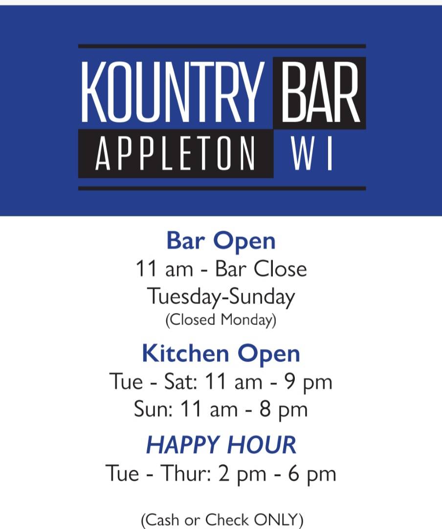 Menu at Kountry Bar, Appleton, N3095 County Rd A