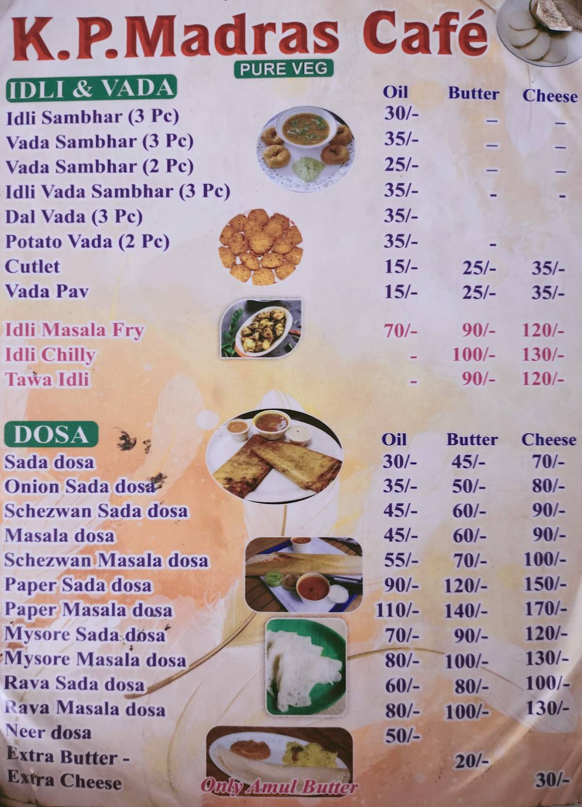 Menu at Kp Madras Cafe, Mumbai