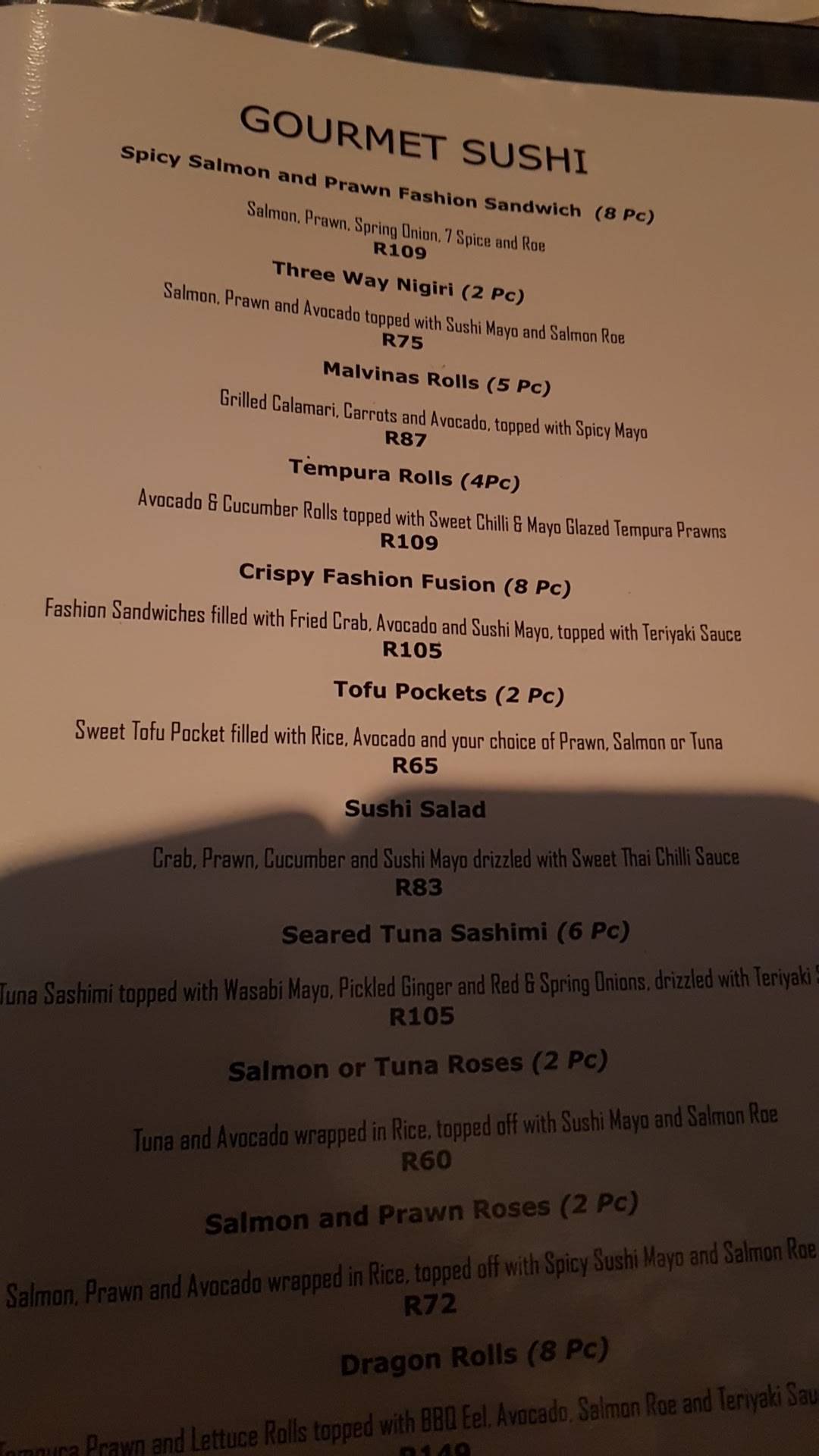 Menu at Kream Restaurant Brooklyn, Pretoria