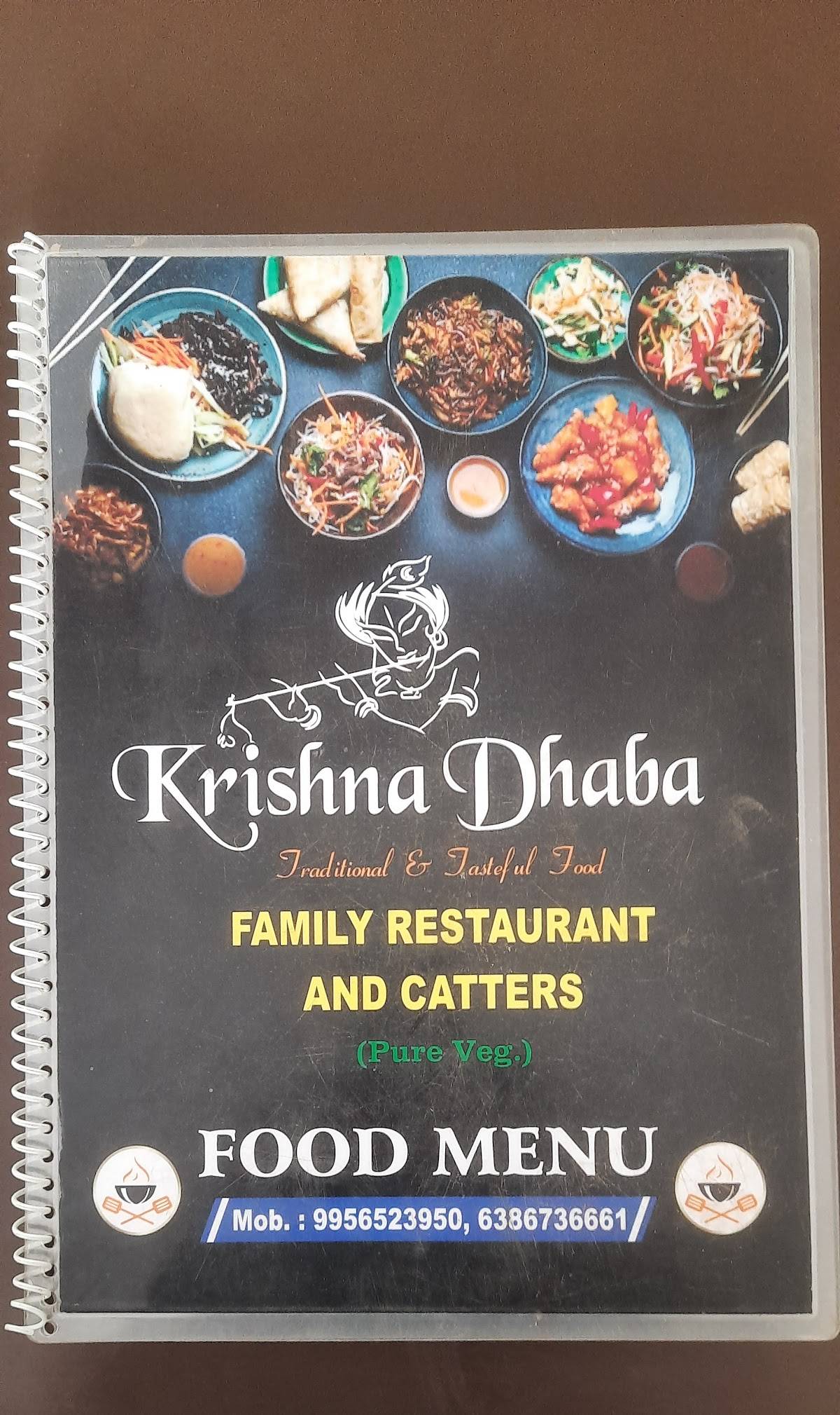 Menu at Krishna Dhaba, India, 736W+RWG
