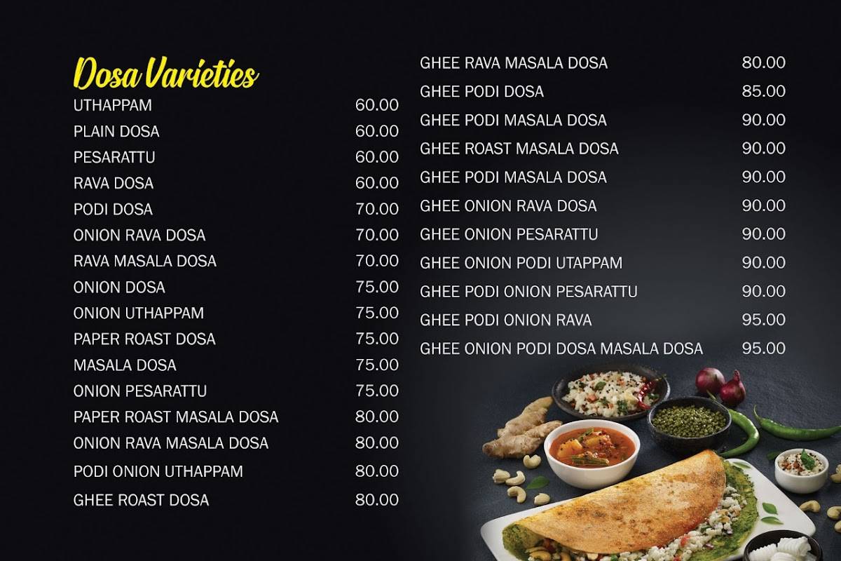 Menu at Krishna's Dosa Kadai, Chennai, 40
