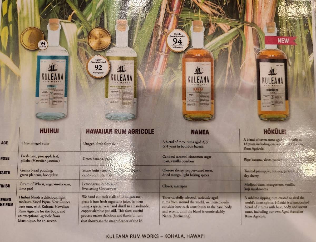Menu at Kuleana Rum Shack pub & bar, Waikoloa Village