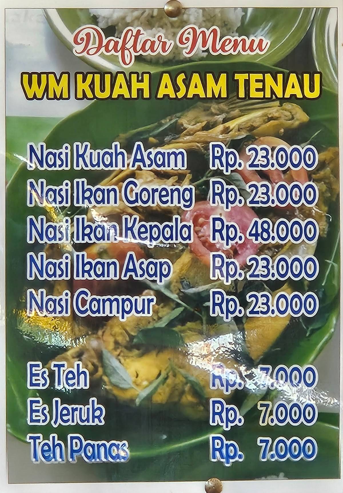 Menu at Warung Artis Kuah Asam Tenau restaurant, Kupang